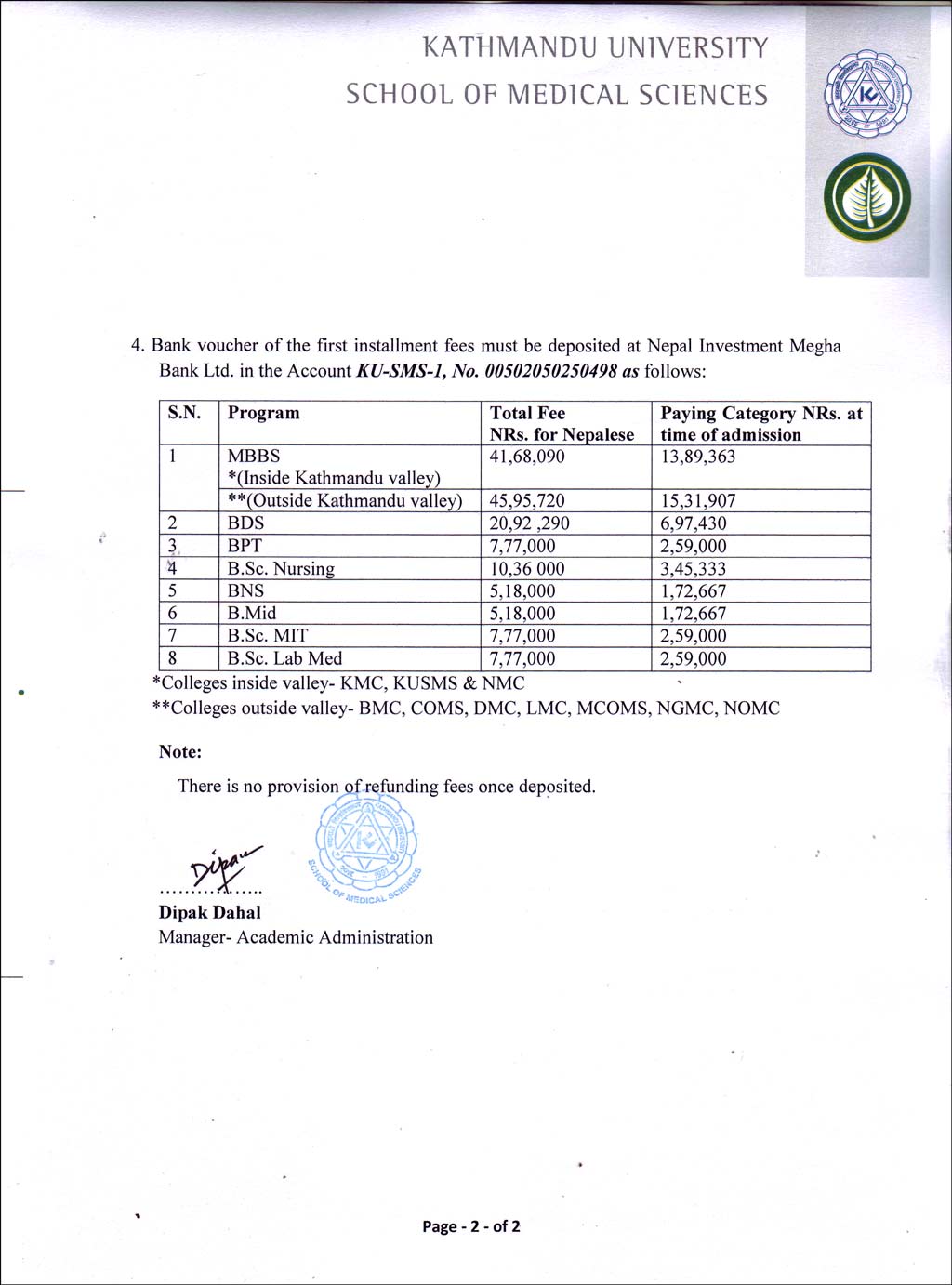 Admission Notice for Undergraduate Program- 2024 Paying Category (Wrap ...